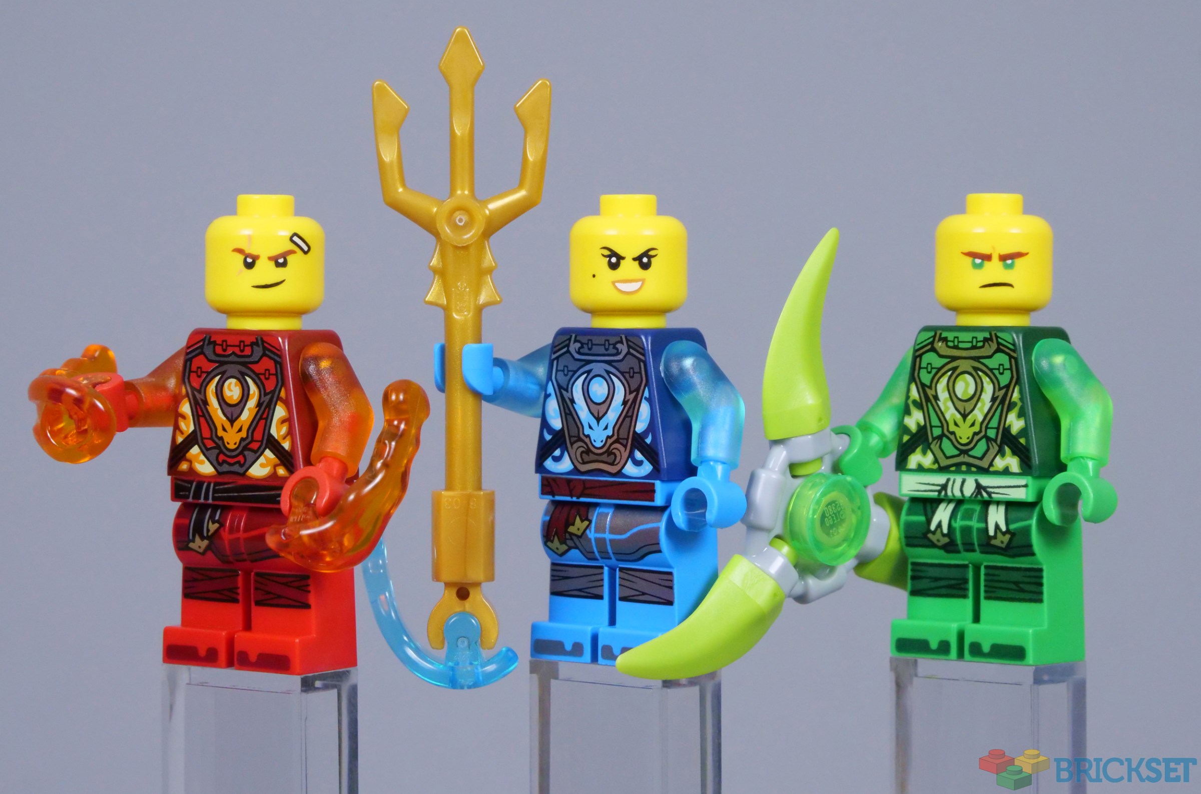 LEGO Ninjago Kai, Nya and Lloyd's Dragon Power Spinjitzu Flip, Drift and Spin! review | Brickset